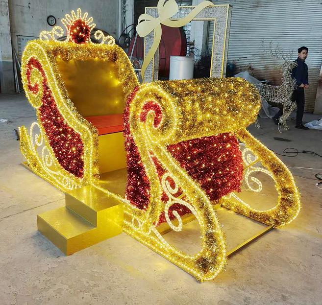 Amazing giant lighting Sleigh for outdoor – Wild Art Decoration